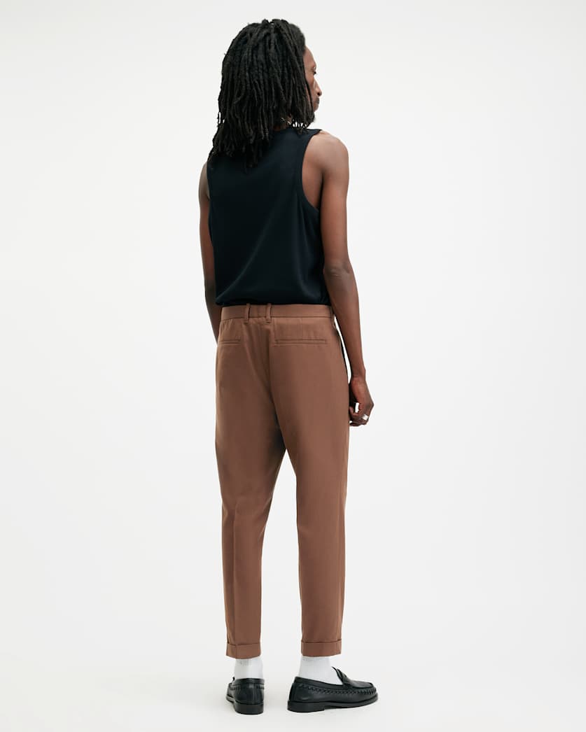 Tallis Slim Fit Cropped Tapered Trousers BLUNT BROWN | ALLSAINTS